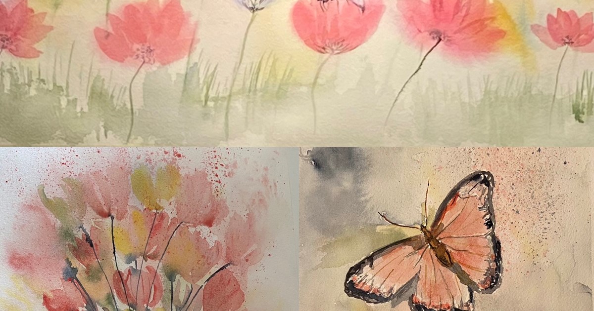 Jenny Engdahl Akvarell "Blommor och Surr" | Konstguiden